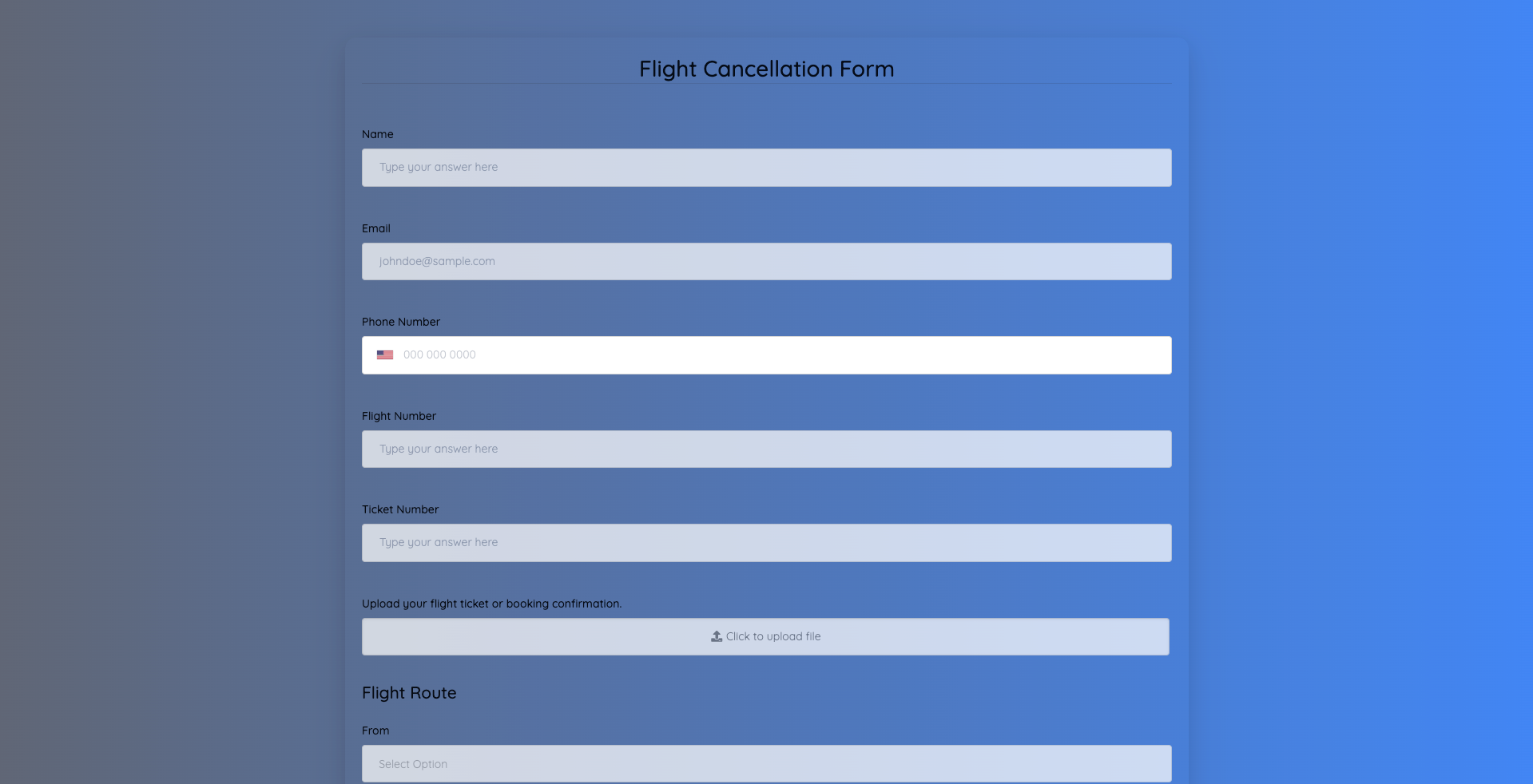 Flight Cancellation Form | Formplus